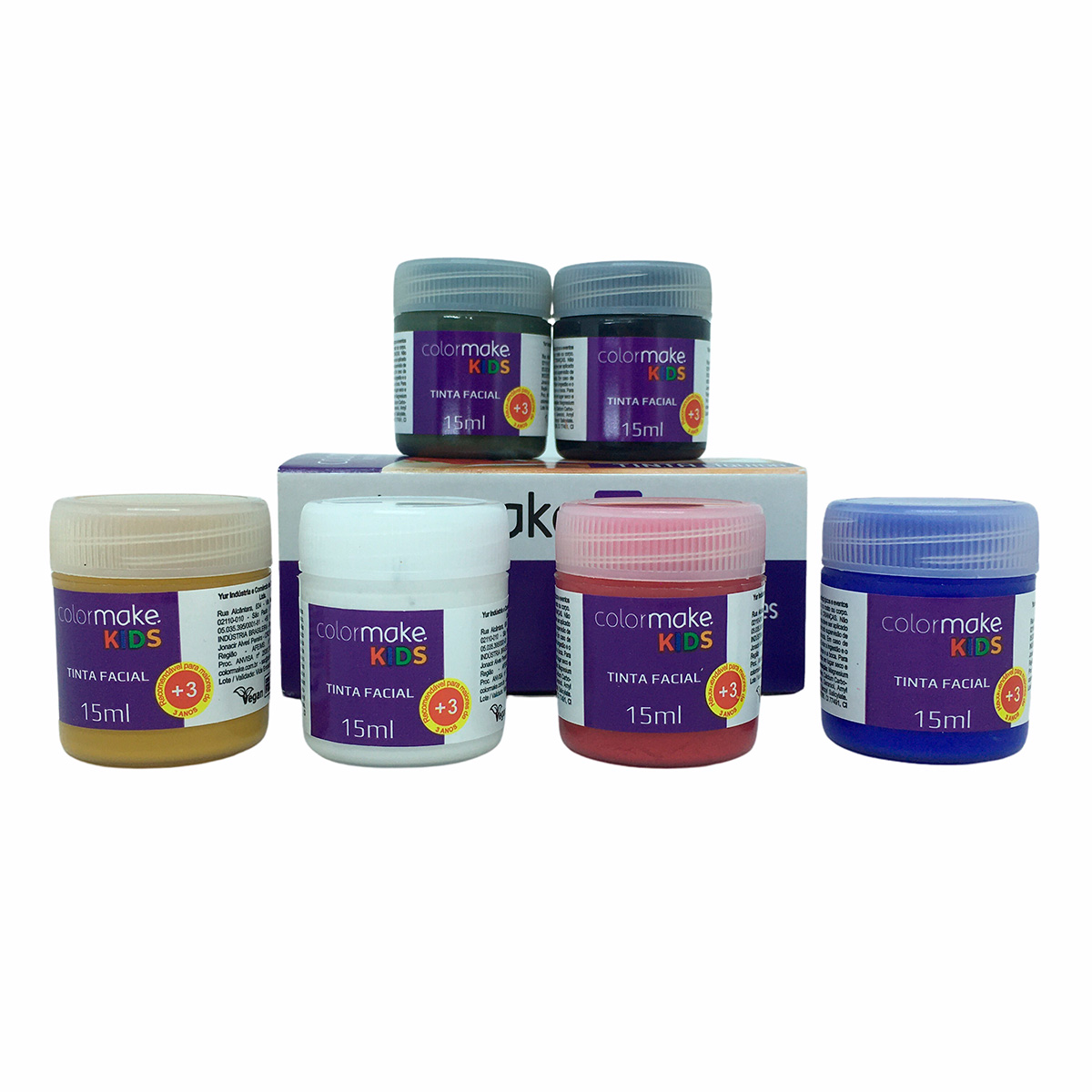 Tinta Líquida Kids Colormake 6 Cores - 15 ml (cada)