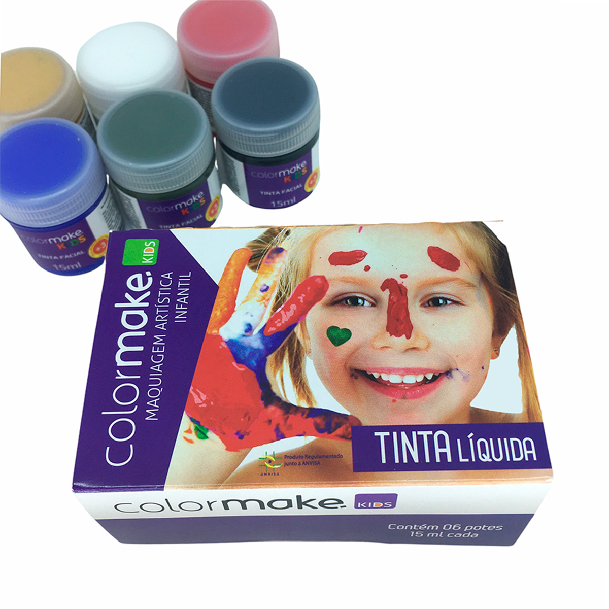 Tinta Líquida Kids Colormake 6 Cores - 15 ml (cada)