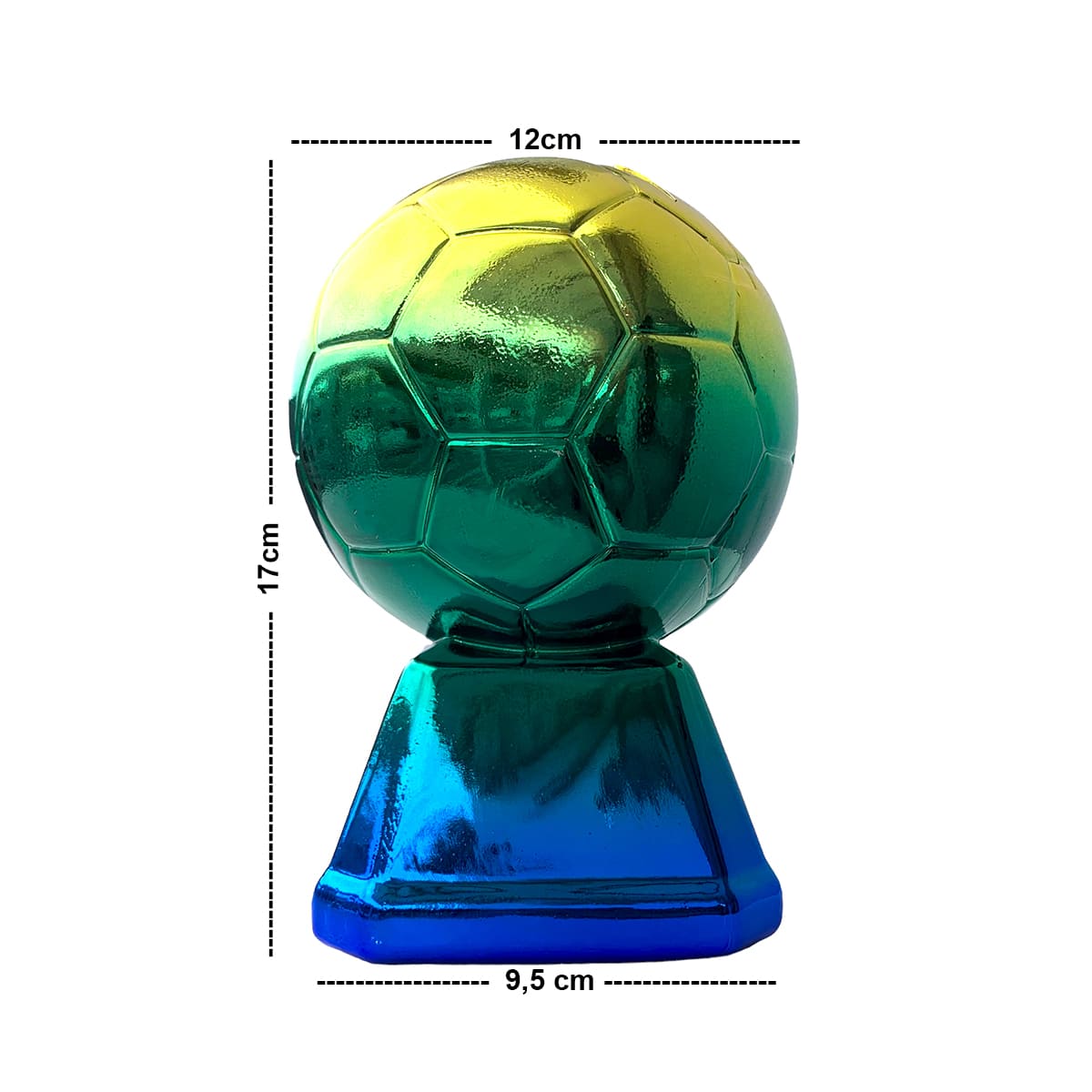 Troféu Decorativo Bola de Futebol Colorido Degradê.