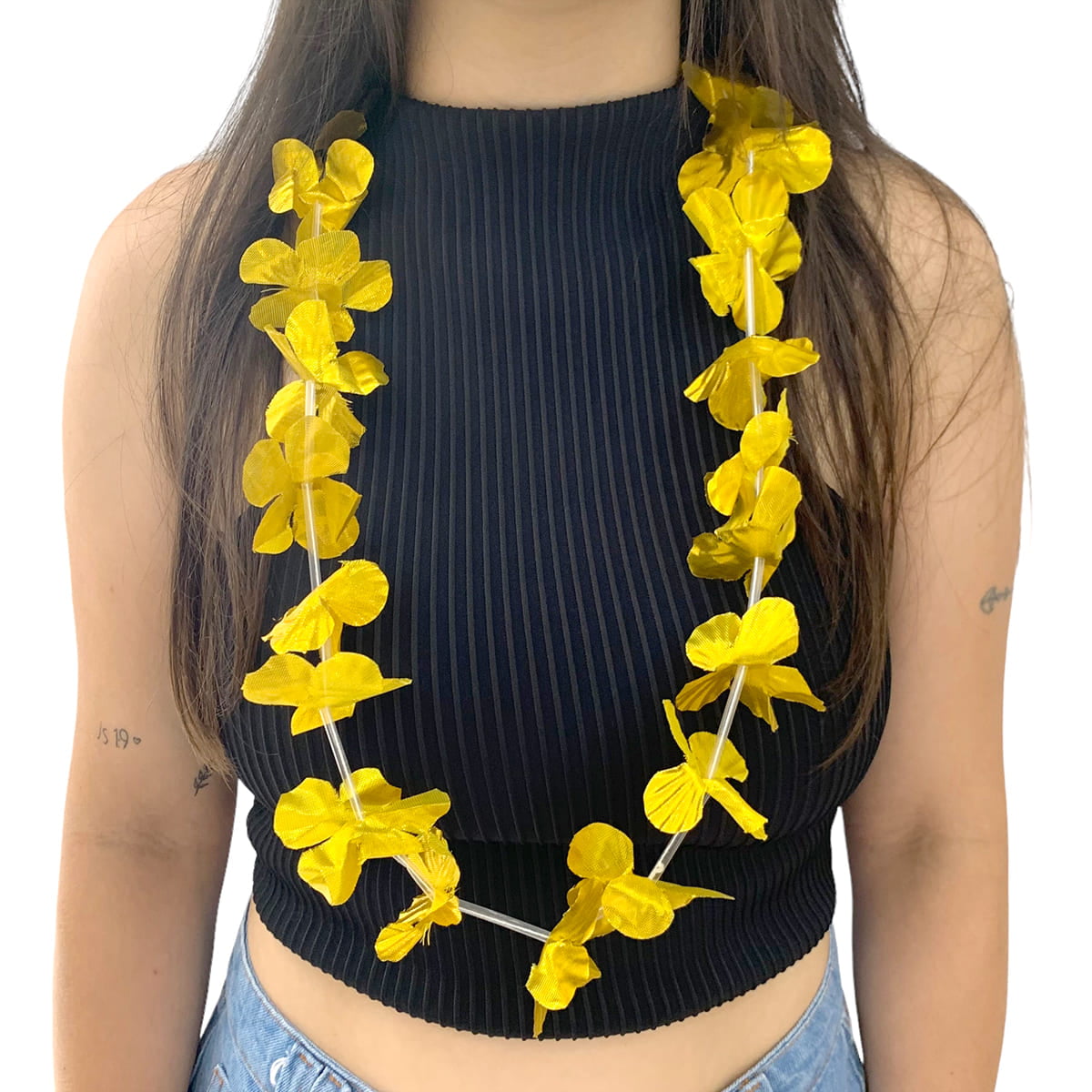 Colar Havaiano Flores Metalizadas.