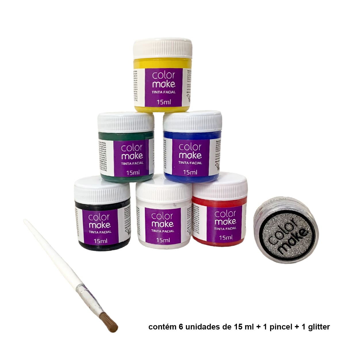 Kit Tinta Facial Líquida e Glitter Maquiagem Artística.