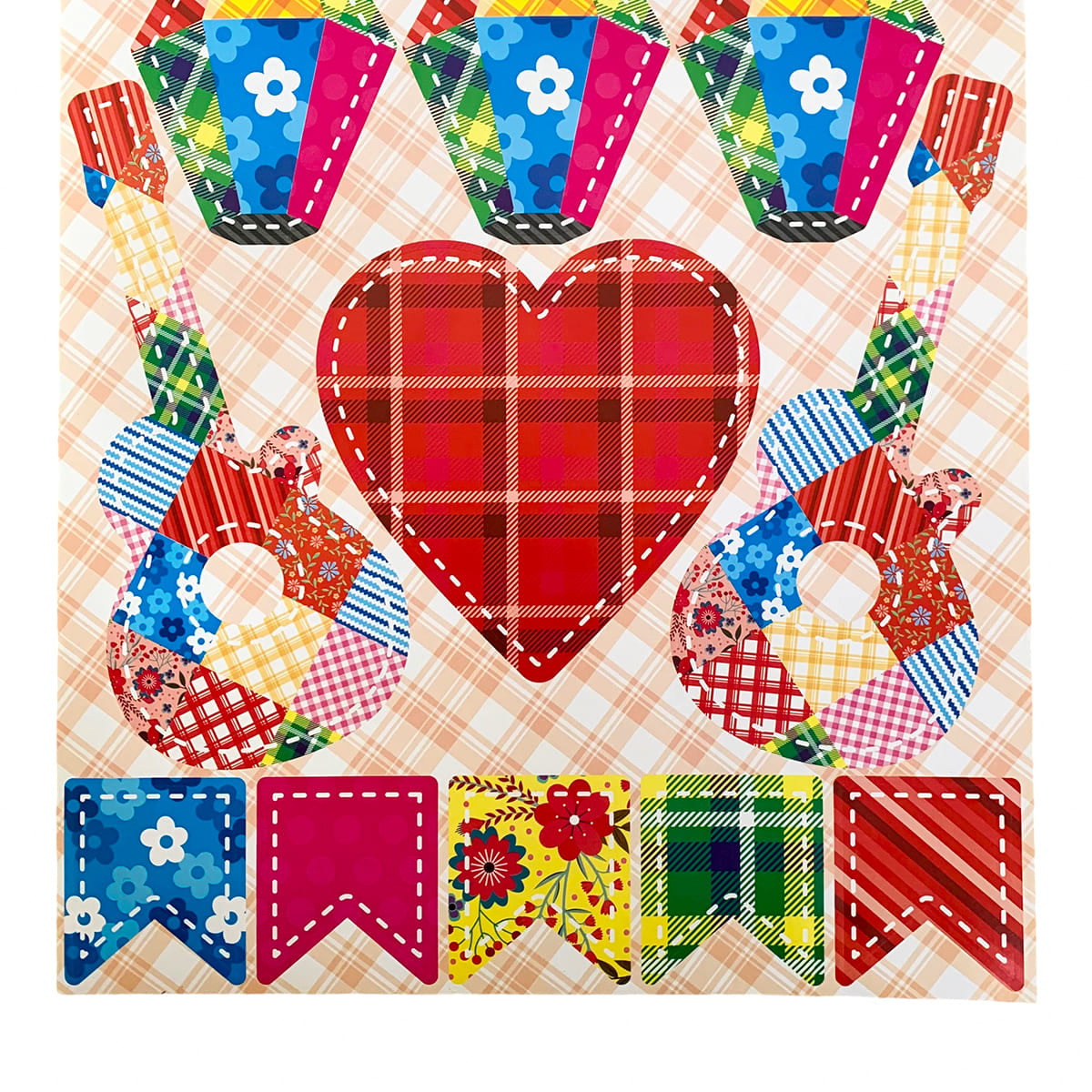 Adesivo Retalhos Coloridos Festa Junina.