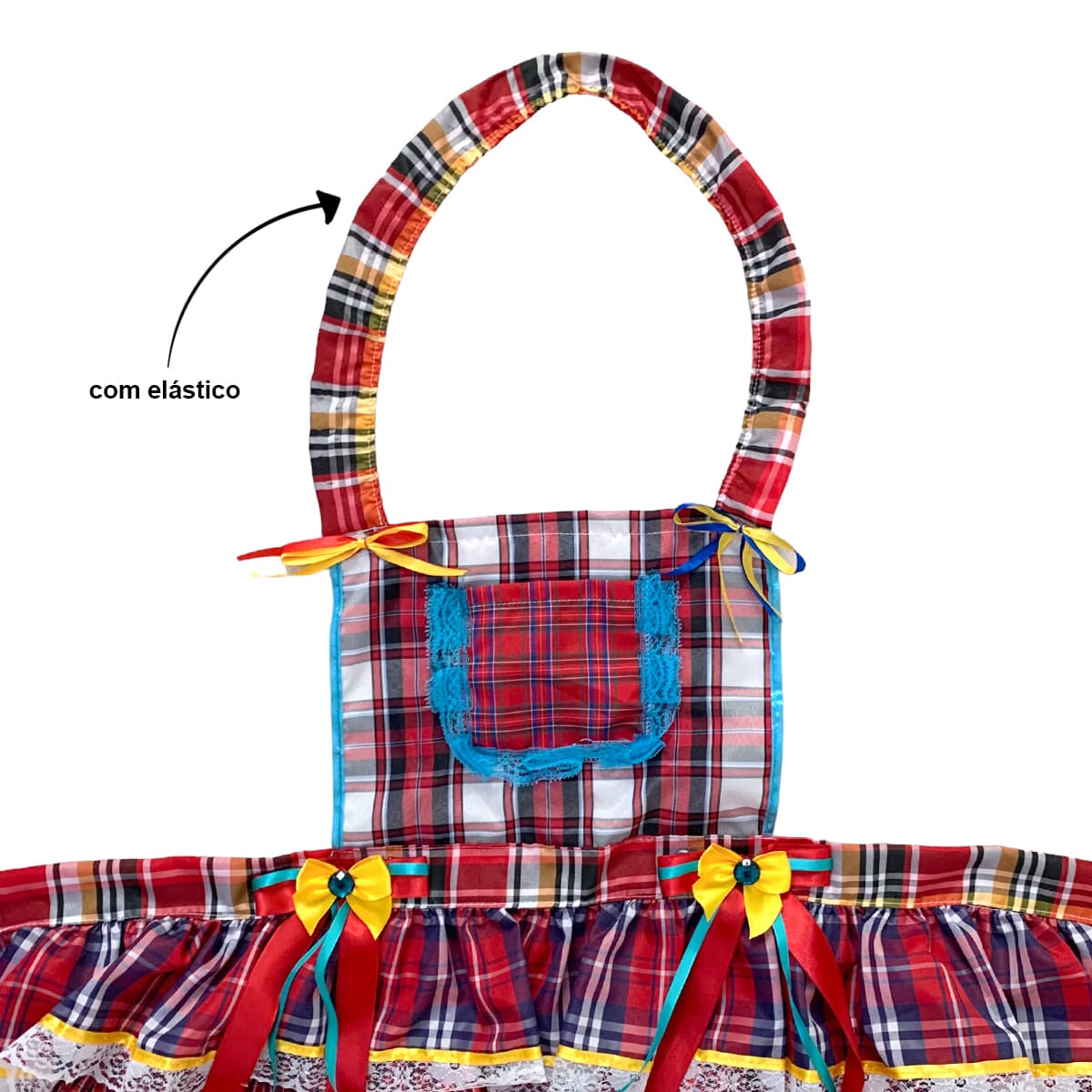 Avental Festa Junina Adulto Xadrez Luxo.