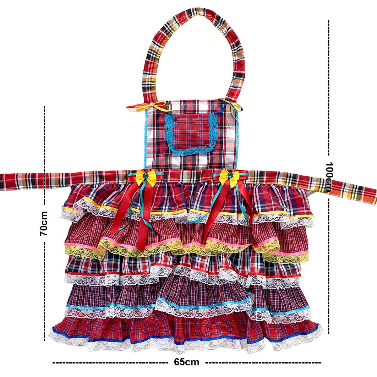 Avental Festa Junina Adulto Xadrez Luxo.