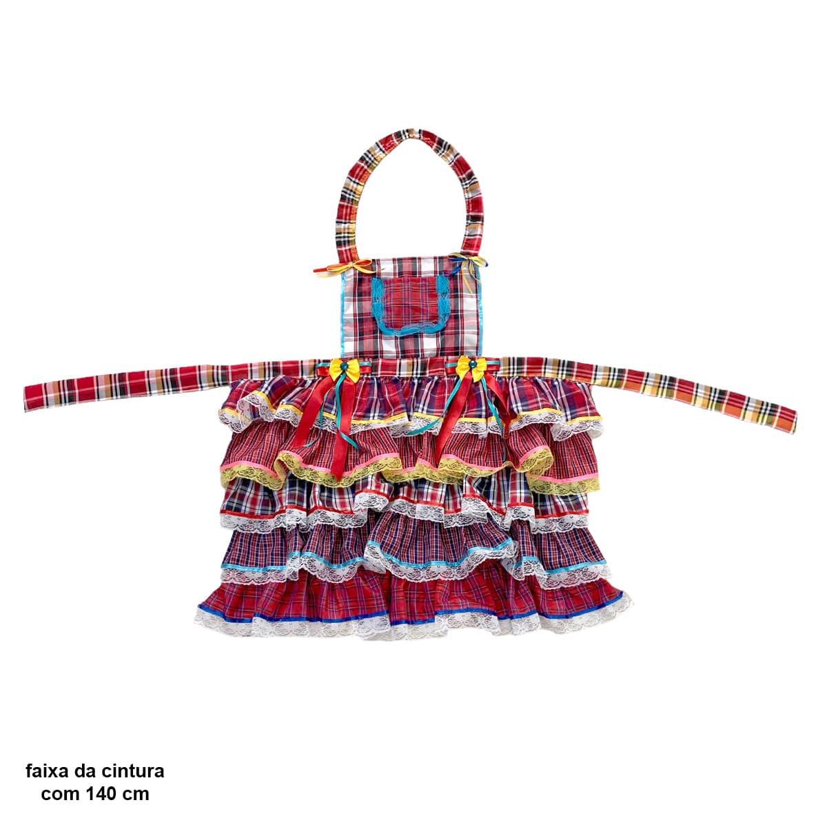 Avental Festa Junina Adulto Xadrez Luxo.
