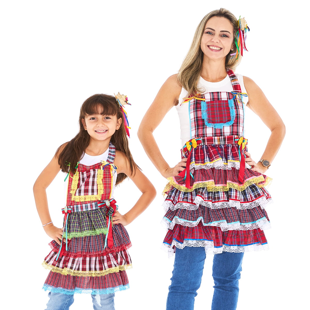 Avental Festa Junina Infantil Xadrez Luxo.