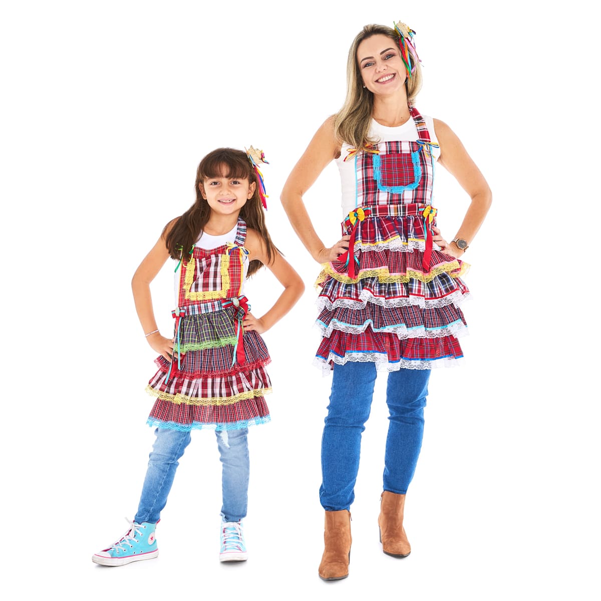 Avental Festa Junina Infantil Xadrez Luxo.