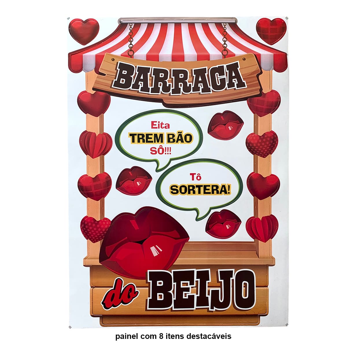 Painel Decorativo Destacável para Fotos Barraca do Beijo.