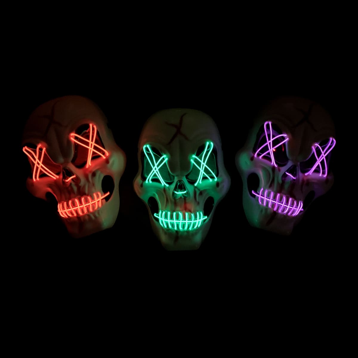 Máscara Led Neon Acessório Halloween.