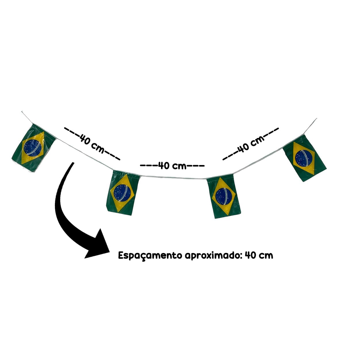 Bandeirinha De Plástico Bandeira do Brasil com 5 Metros