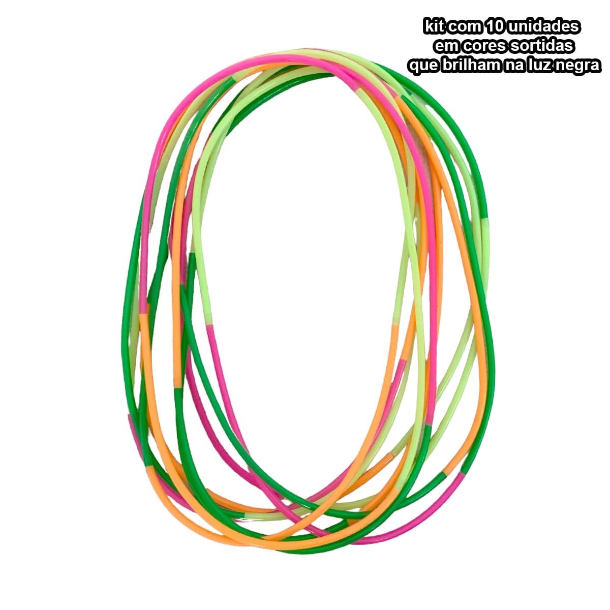 Kit de Colares Neon Luz Negra com 10 Unidades